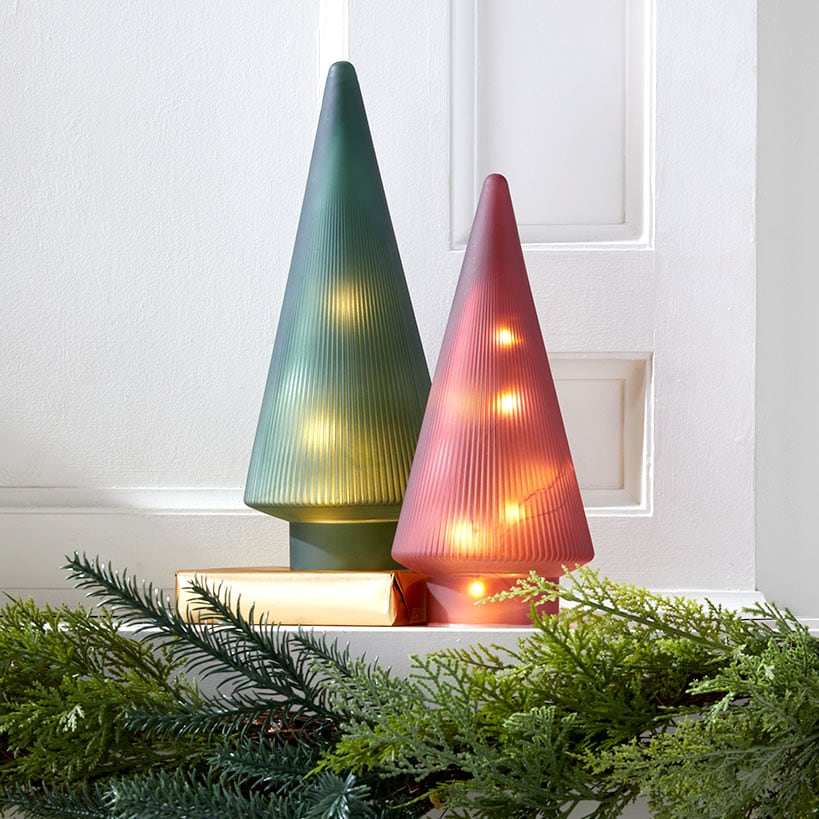 Lighted Ribbed Glass Tabletop Trees Ltd Commodities