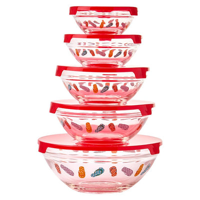 Glass Food Storage Container Set in Flip Flop Print - 10-Pc. | LTD ...