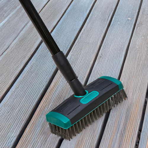 Durable 3-In-1 Patio And Deck Brush With Telescopic Handle And Weed ...