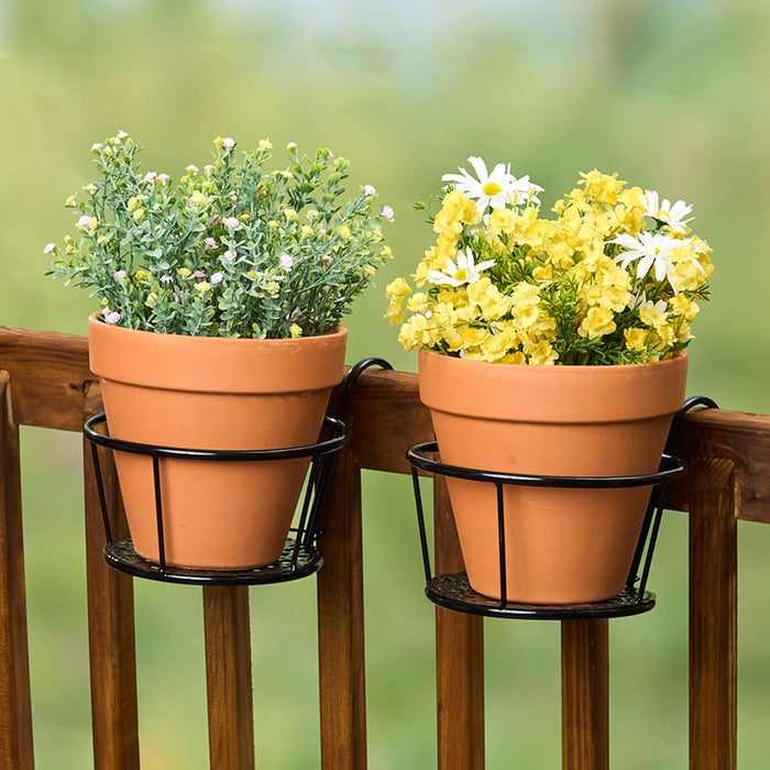 Railing Flower Pot Holders for Balcony or Deck 2 Pk | LTD Commodities