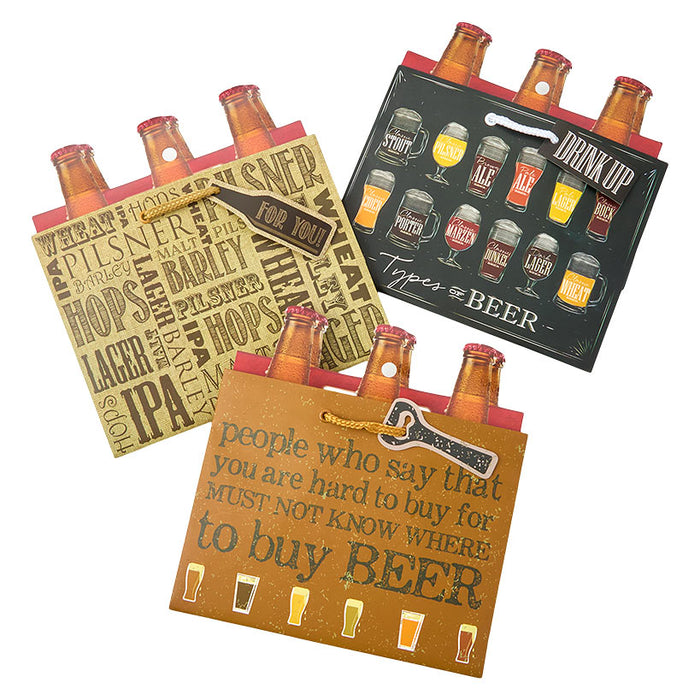 Beer Bottle Gift Bag Set - 3-Pk. | LTD Commodities