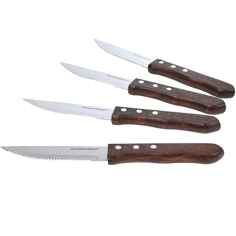 Hamilton Beach Steak Knife Set of 4 with Wooden Handle | LTD Commodities