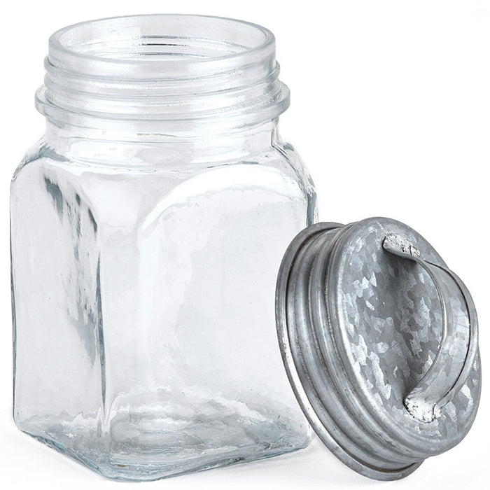 Set of 3 Glass Canisters in Galvanized Tray | LTD Commodities
