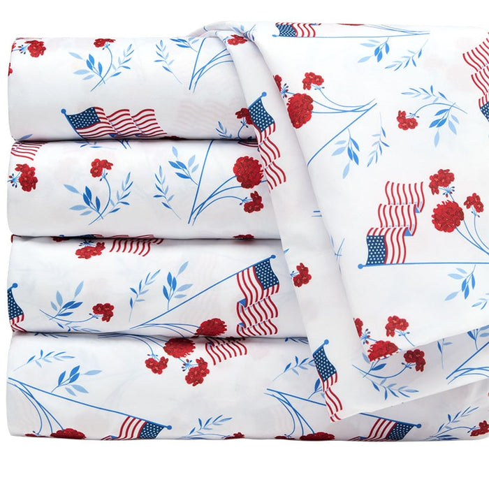 Americana Stars and Stripes Ultra-Soft 4-Pc. Sheet Set, Full/Queen or ...