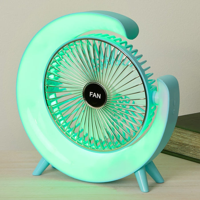 USB Rechargeable Desktop Fan With LED Lights | LTD Commodities