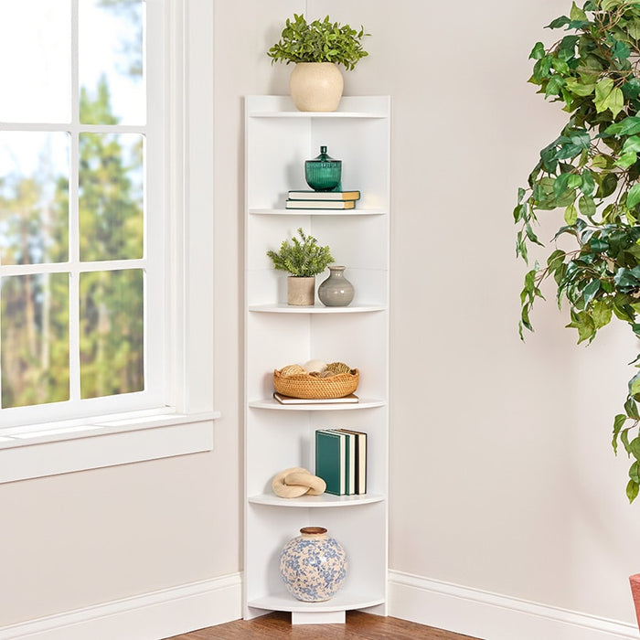 Wood Corner Freestanding Shelf - 5-Tier - 59"H | LTD Commodities
