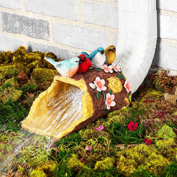 Down Spout Cover Wood Log With Butterflies Or Birds | LTD Commodities