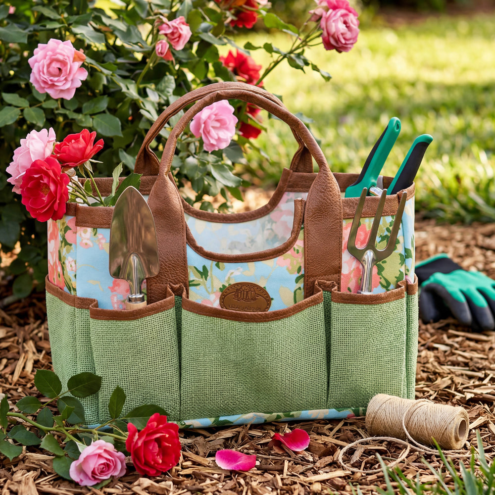 Durable Rose Print Canvas Tool Bag for Gardening | LTD Commodities