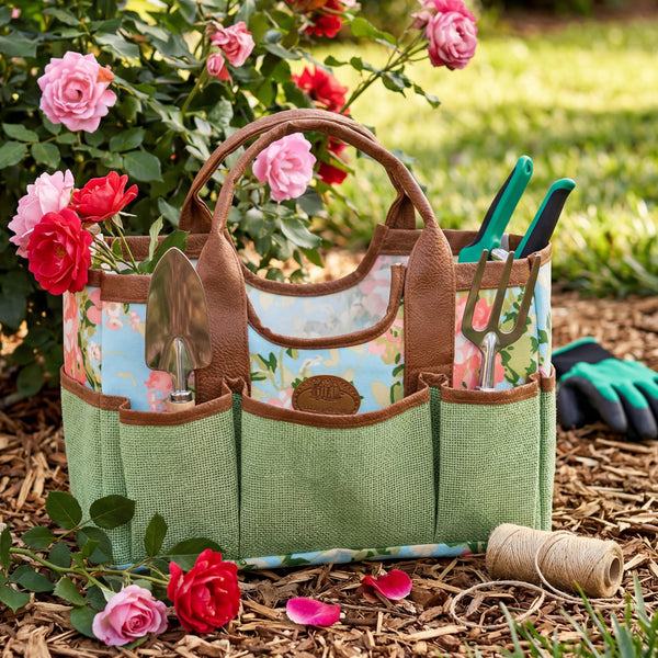 Durable Rose Print Canvas Tool Bag for Gardening | LTD Commodities
