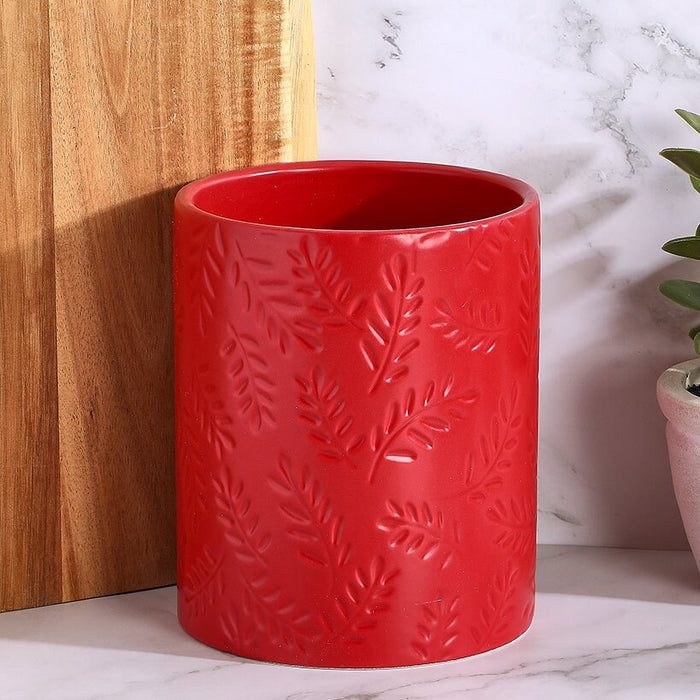 Embossed Kitchen Tool Crock Decorative Utensil Holder | LTD Commodities