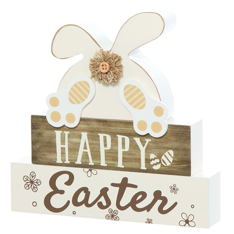 Happy Easter Stacked Block Sign with Bunny - Natural or Spring | LTD ...