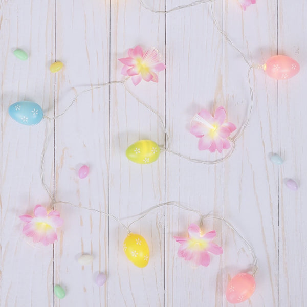 Pastel Easter Egg String Light With Flowers - Battery Operated | LTD Commodities
