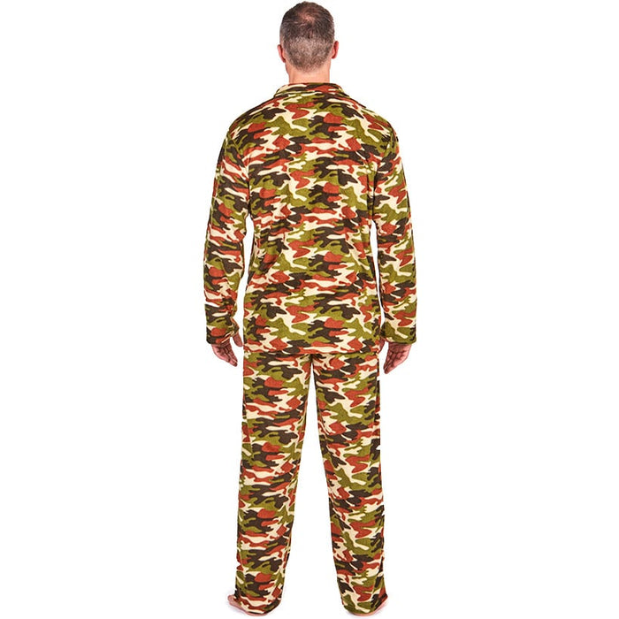 Men's Notch Collar Camouflage Fleece Pajama Set - Size Medium | LTD ...
