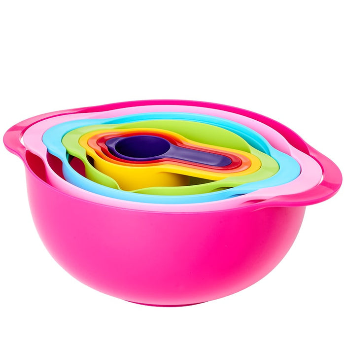 Nested Mixing Bowl and Measuring Cup Set Multicolored Plastic | LTD ...