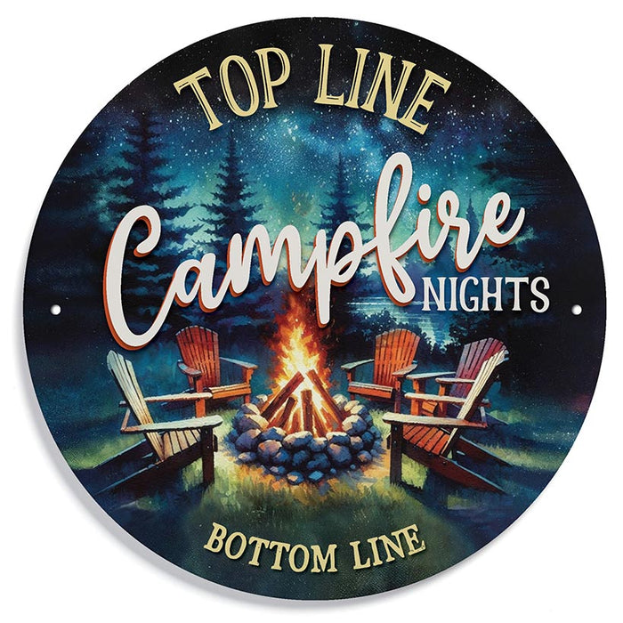 Personalized Campfire Nights Round Metal Sign | LTD Commodities