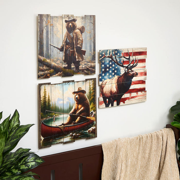Woodland Bear Plank Wall Art – Rustic Decor for Nature Lovers | LTD ...