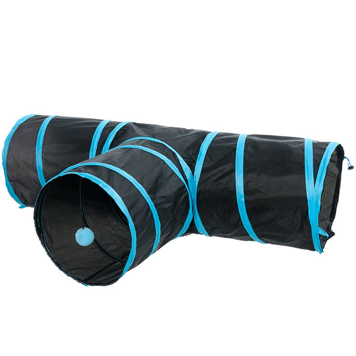 Pop-Up Cat Tunnel With Pom-Pom Teaser Toy Compact Collapsible Design ...