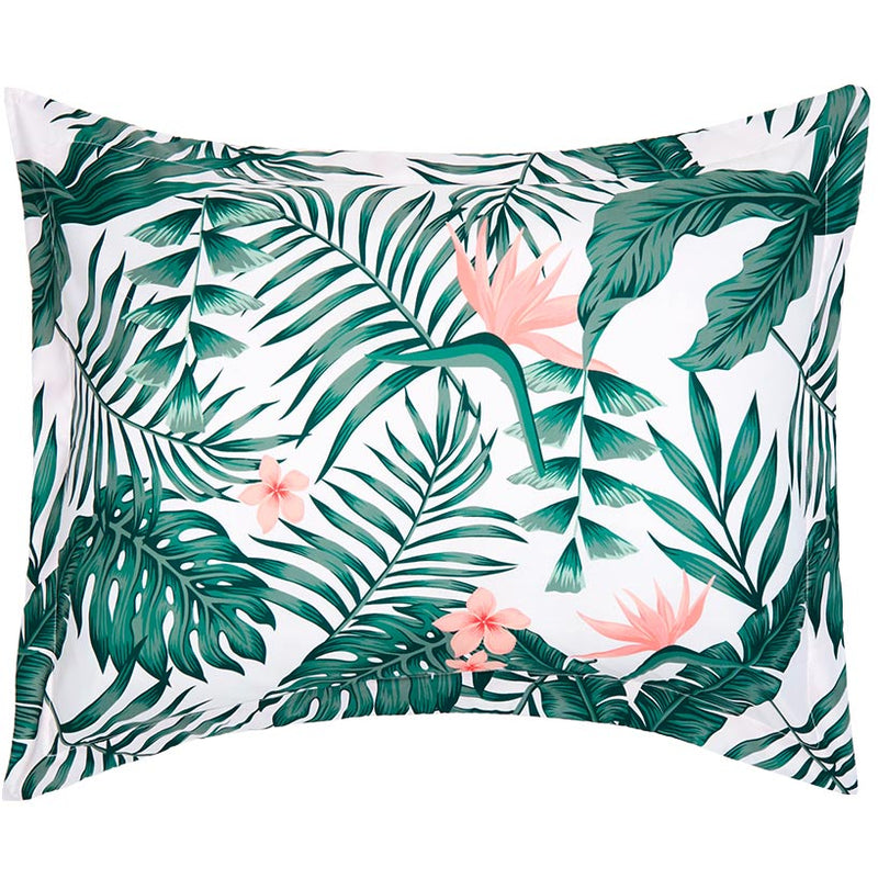 Palm Floral Reversible Full/Queen or King Comforter Set, Decorative ...