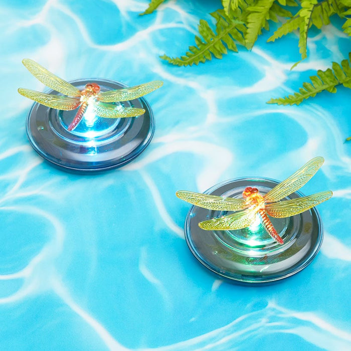 Solar Floating Color-Changing Lights - Butterfly or Dragonfly Set of 2 ...