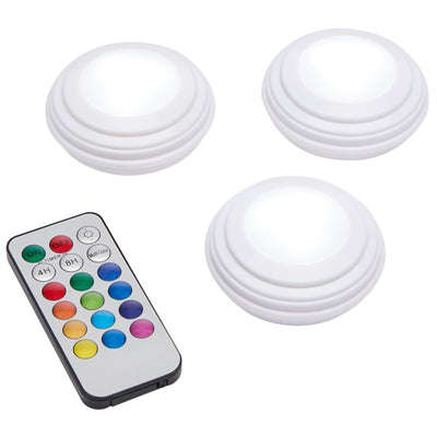 Wireless LED Color-Changing Puck Lights With Remote Set of 3 | LTD ...