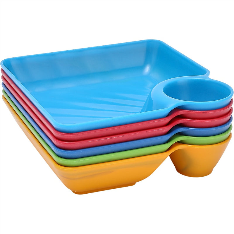 Multicolored Chip and Dip Set of 6 Divided Individual Snack Trays | LTD ...