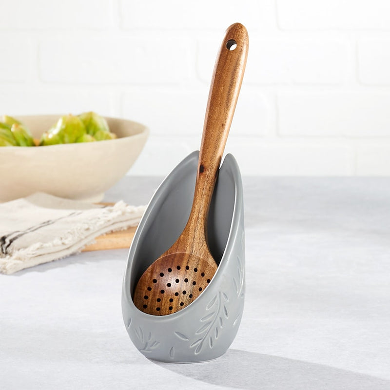 Embossed Kitchen Upright Spoon Rest Decorative Utensil Holder | LTD ...