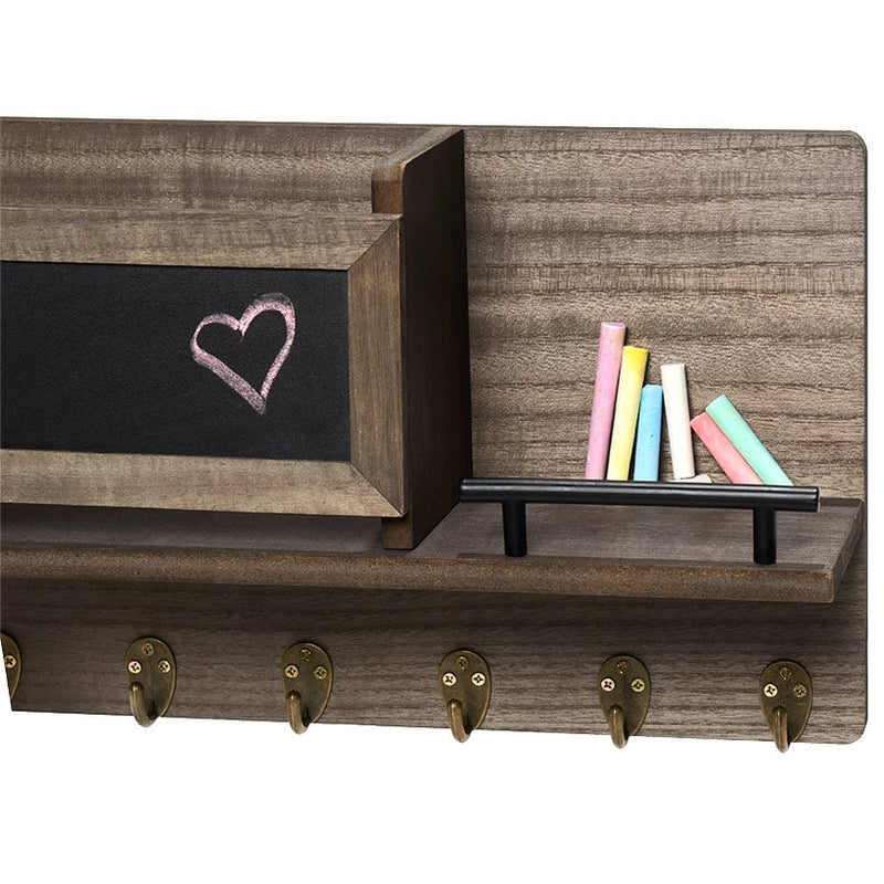Wall Mounted Entryway Organizer Shelf with Chalkboard and Mail Bin ...