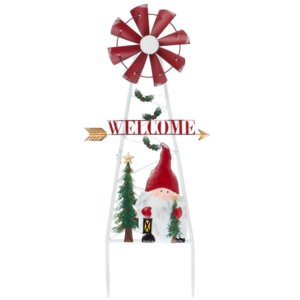 Solar Holiday Windmill Garden Stake Gnome | LTD Commodities